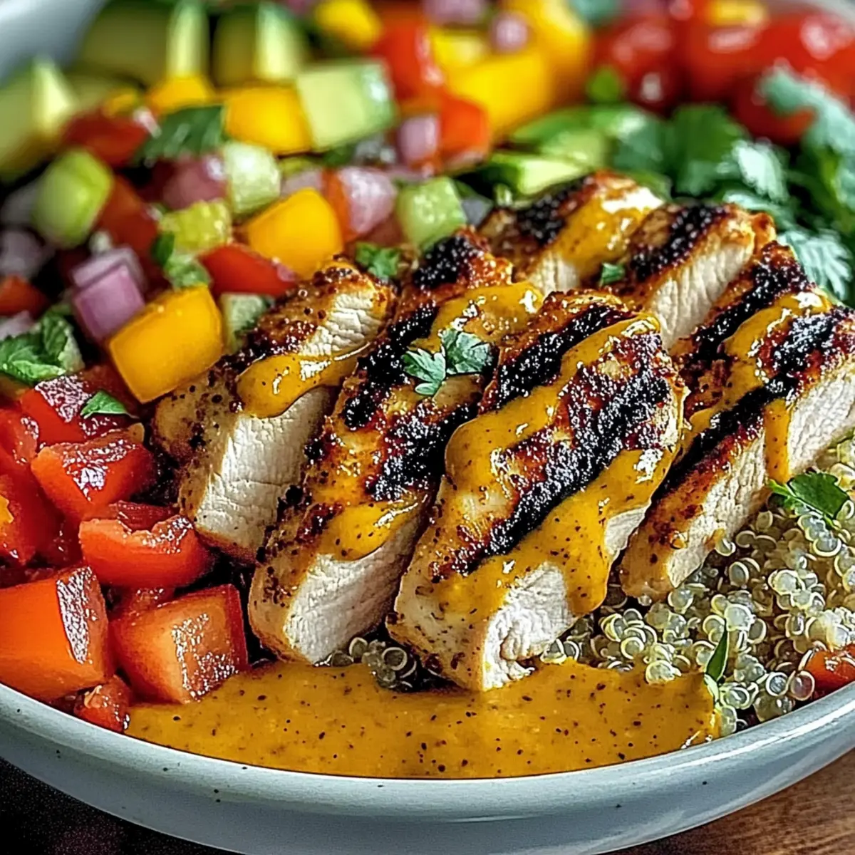 Delicious Honey Mustard Chicken Quinoa Power Bowl Recipe