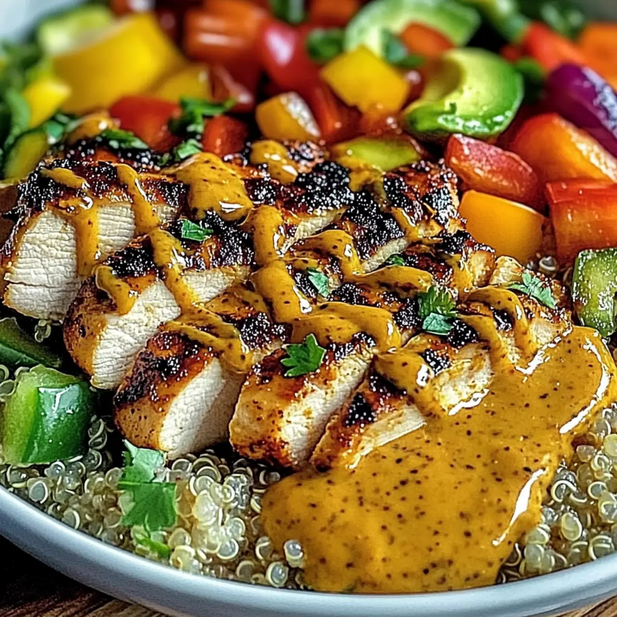 Delicious Honey Mustard Chicken Quinoa Power Bowl Recipe